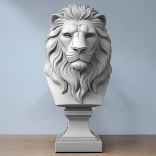 🦁 Royal Lion Bust Display Statue STL File・ STL File for 3D printing・Cults