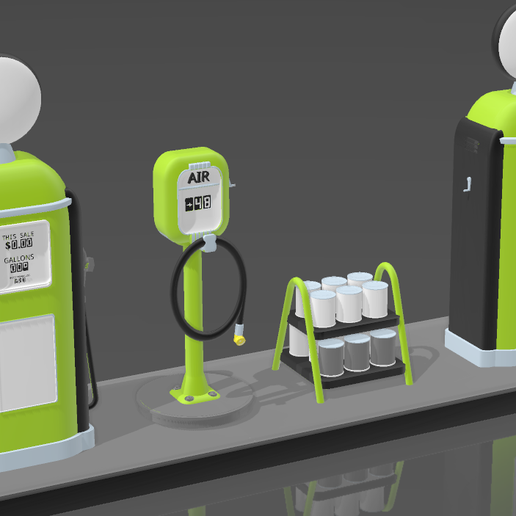 🚉 50's Gas Station Island・ STL File for 3D printing・Cults