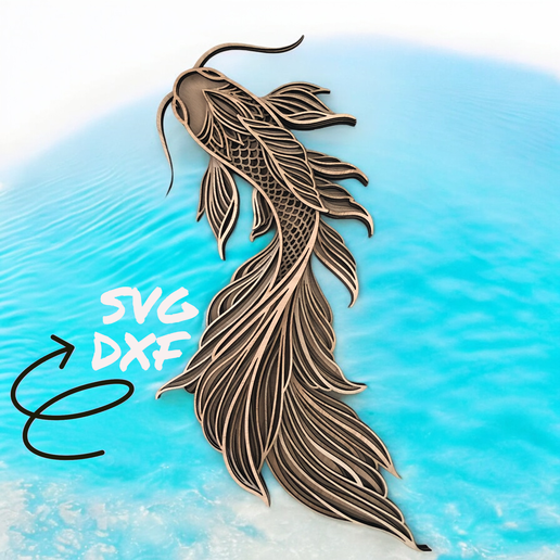 🐠 Fish Carp Koi SVG multilayer Carp, digital files SVG, DXF, 3D ...