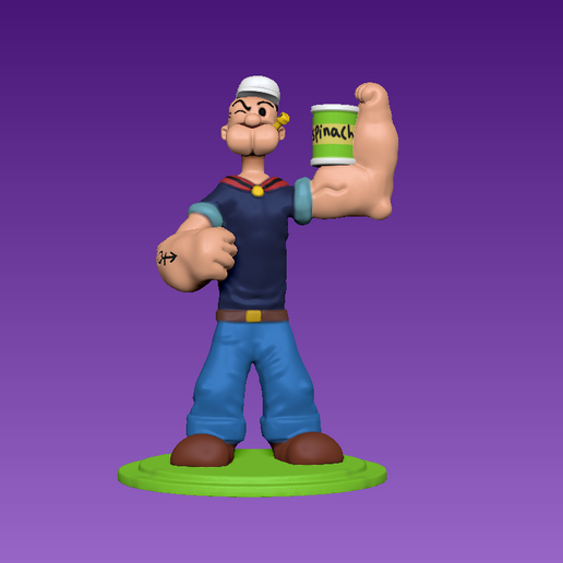 👾 popeye with spinach from popeye cartoon・ STL File for 3D printing・Cults