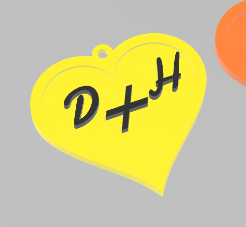 💜 Heart key ring letter D + H・ STL File for ・Cults