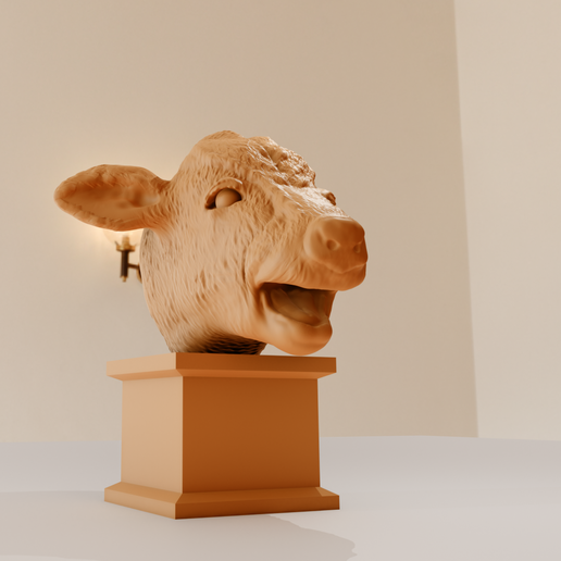 STL file cow calf head bust mouth open stl 🐄 ・3D printable model to ...