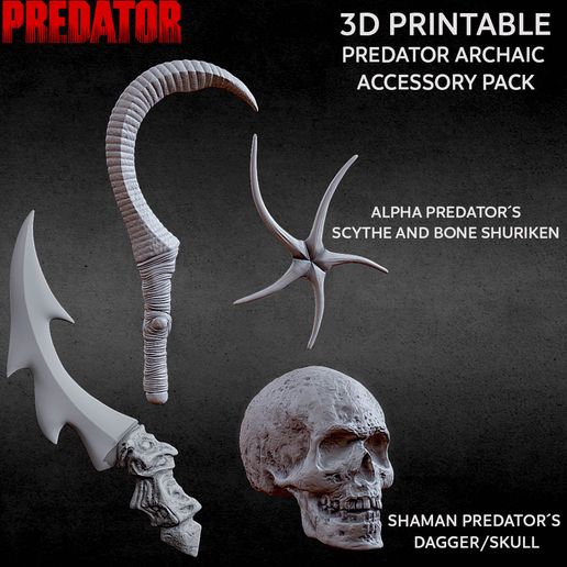🔫 3D PRINTABLE PREDATOR ARCHAIC ACCESSORY PACK WEAPONS・ STL File for ・Cults