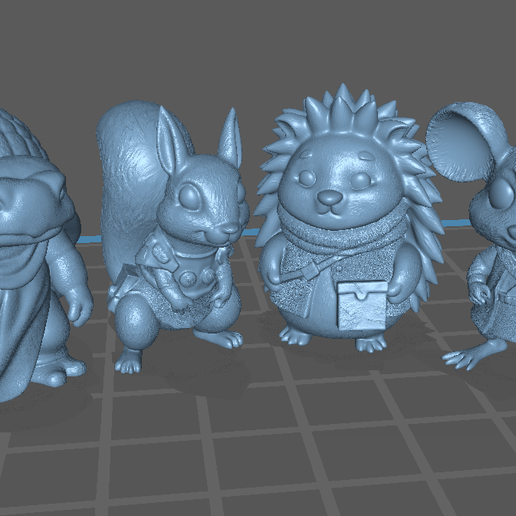 STL file Everdell meeples (mice, hedgehog, squirrel, turtle ...