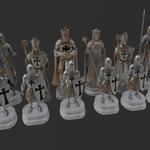♟️ KNIGHTS TEMPLAR CHESS + BOARD FOR COLLECTORS・ STL File for 3D ...