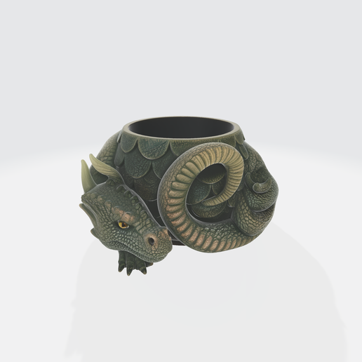 🐉 Mystical Dragon Planter – Coiled Fantasy Reptile Pot・ 3D File for 3D ...