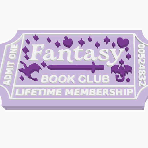 📚 Commercial Use Fantasy Book Club Ticket 3d Print File, STL file, 3MF ...
