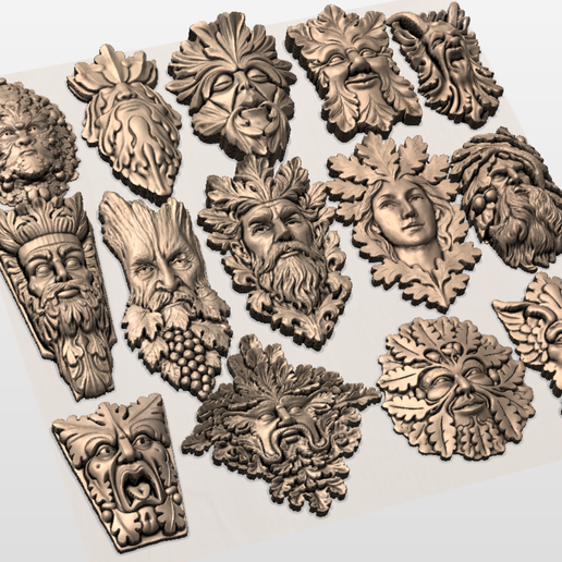 👨 14 Green Man STL Files for CNC & 3D Printing – Pagan Wall Art ...