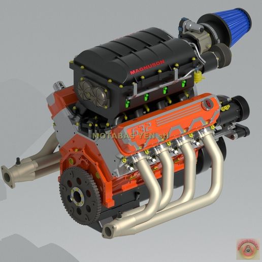 🚙 CHEVROLET ZZ632 V8 with MAGNUSON TVS2300 - ENGINE・ STL File for 3D ...