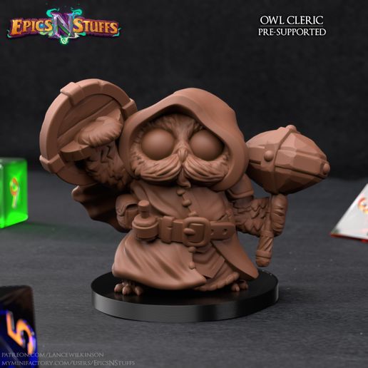 STL file Owlkin Cleric Miniature - Pre-Supported 🦉 ・3D printer model to ...