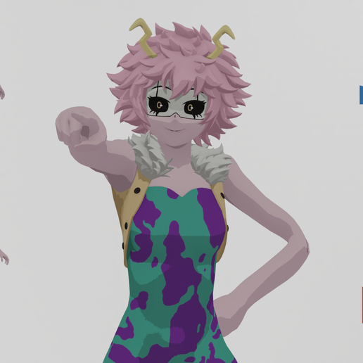 🎲 Ashido Mina My Hero Academia Lowpoly RIgged・ OBJ File for 3D printing ...
