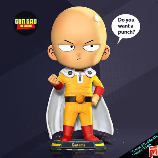 3D file Chibi Saitama 🗿 ・Model to download and 3D print・Cults