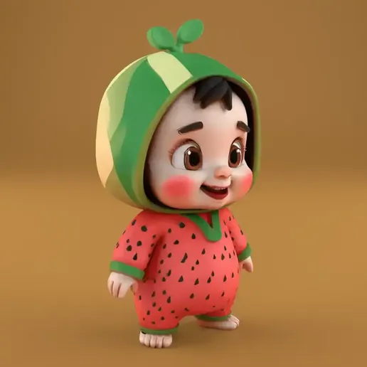 🍉 Cute Watermelon Baby 3D Print STL・ STL File for 3D printing・Cults