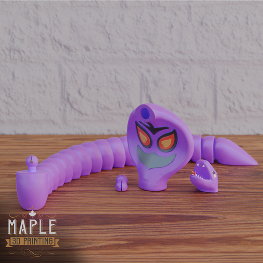 🐉 Articulating Arbok - Print in Place・ STL File for 3D printing・Cults