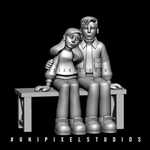 ️‍🔥 Cute Love Couple Sitting on Bench – 3D Printable STL Valentine ...