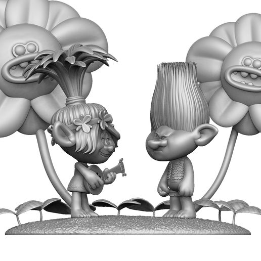 STL file BRANCH AND POPPY FOR 3D PRINTING STL 🌈 ・3D printing model to ...