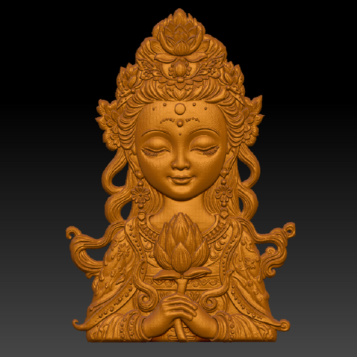 STL file Guanyin statue01 - cute - relief - pendant - double-sided - Buddha 🇨🇳 ・3D print design ...