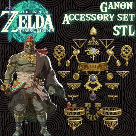 🔗 Ganon Ganondorf Accessory Set・ 3D File for ・Cults