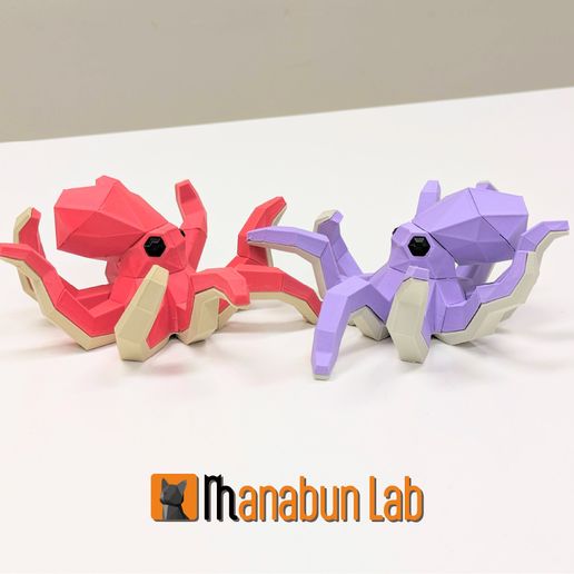 🐙Low Poly Octopus Puzzle:Advanced Level・ 3D File for 3D printing・Cults