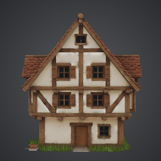 🏠 Medieval Timber-Frame House・Free STL File for 3D printing・Cults