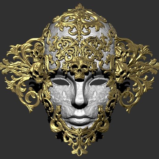 💀 Winged Skull Empress Masquerade Mask・ STL File for 3D printing・Cults