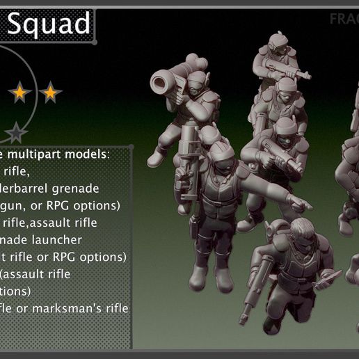 🎲 Fractured Sphere - E.S.U.F. Infantry Squad・ 3D File for 3D printing・Cults