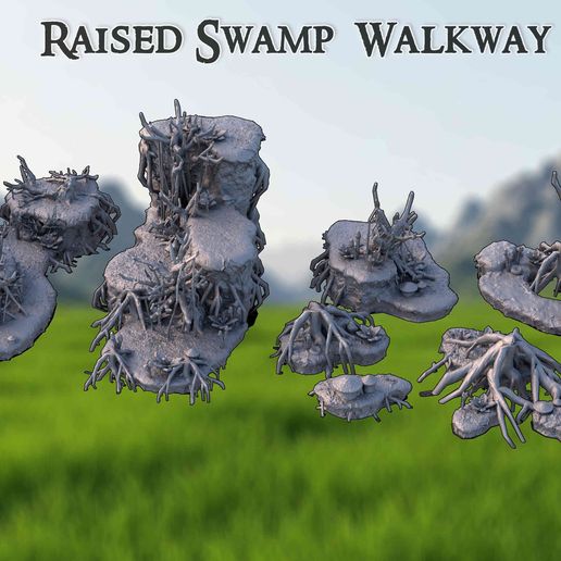 🎲 Raised Swamp Grounds 28 mm Tabletop Terrain・ STL File for 3D printing ...