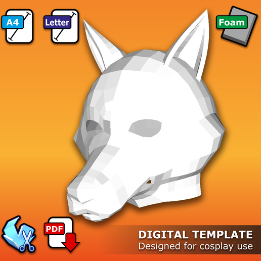 3d wolf mask template