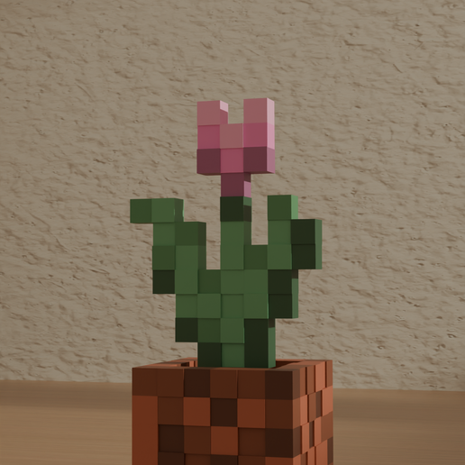 🌷 Tulipán rosa Minecraft・Archivo STL para Impresión 3D・Cults
