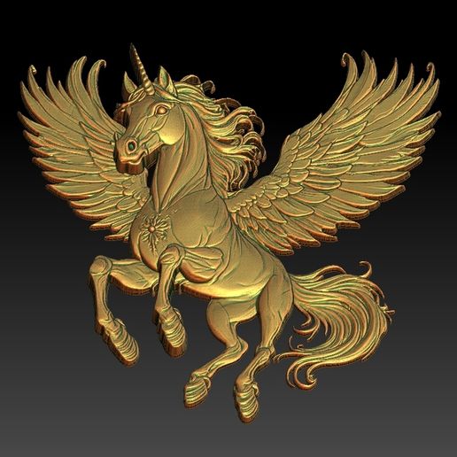 🦄 Unicorn CNC Relief Model・ STL File for 3D printing・Cults