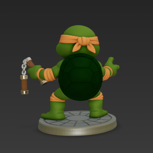 🐢 Michelangelo Chibi TMNT・Archivo STL para Impresión 3D・Cults