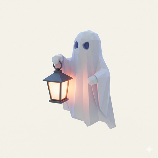 👻 low poly Ghost holding lantern - Halloween, spooky, scary, horror ...