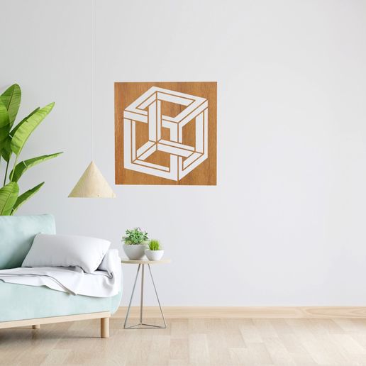 👾 Impossible Cube - Vector Files (DXF, SVG, PNG, EMF) for Cutting and ...