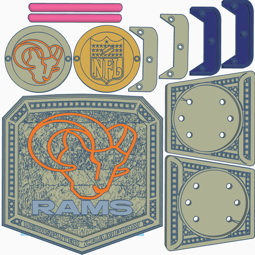 🎨 LA Rams WWE Style Undisputed Title・ STL File for 3D printing・Cults