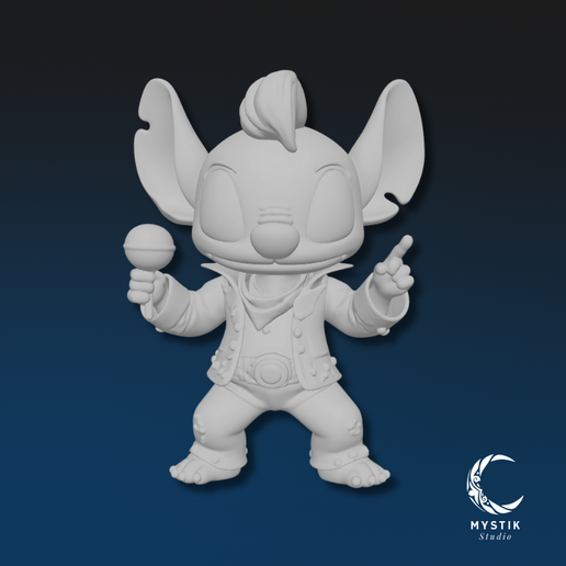 🤴 Stitch Elvis Presley - King of Rock Chibi Version・ STL File for 3D ...