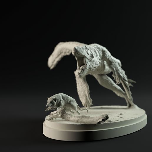 🎨 Dromeosaurus chasing Alphadon 1-12 scale pre-supported・ 3D File for ...