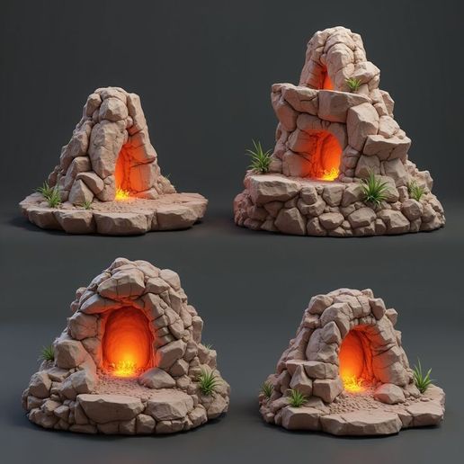 🔥 Cave Fire STL - Miniature Set・Free 3D File for 3D printing・Cults