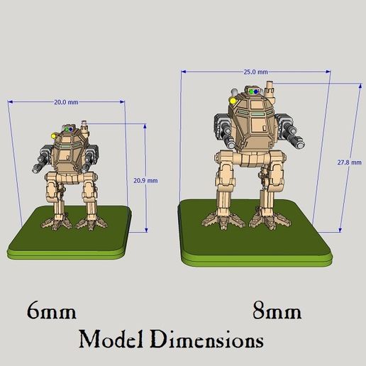 🎲 6mm & 8mm Strider Light Combat Walker・ 3D File for 3D printing・Cults