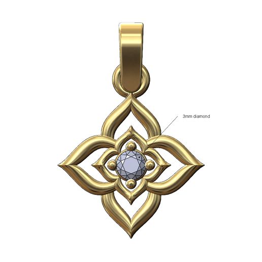⭐ Floral star 3mm diamond pendant charm with bail 3D print model・ STL ...