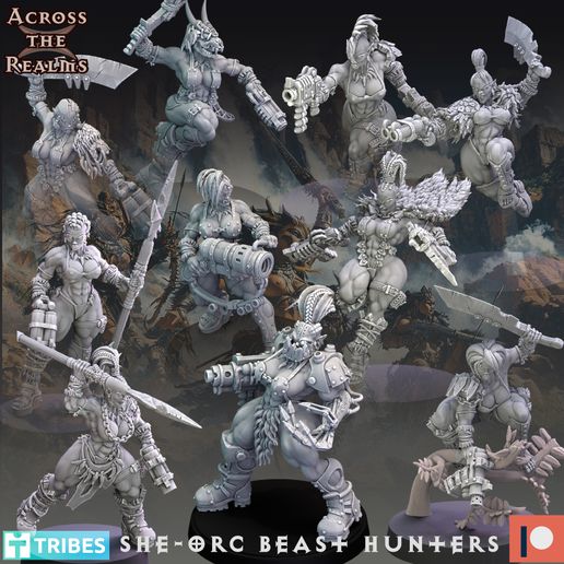 ♀️ She-Orc Beast Hunters・ 3D File for 3D printing・Cults