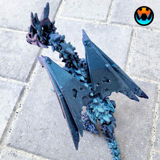 🐉 Wraithwing Dragon, Halloween Skeleton Dragon, Flexible Print in Place ...