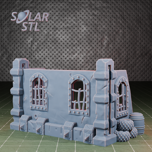 🎲 three Ork fortress terrain walls・Free STL File for 3D printing・Cults