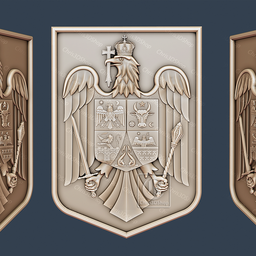 🧥 Coat of arms of Romania - Digital model for CNC and 3D Printing in ...