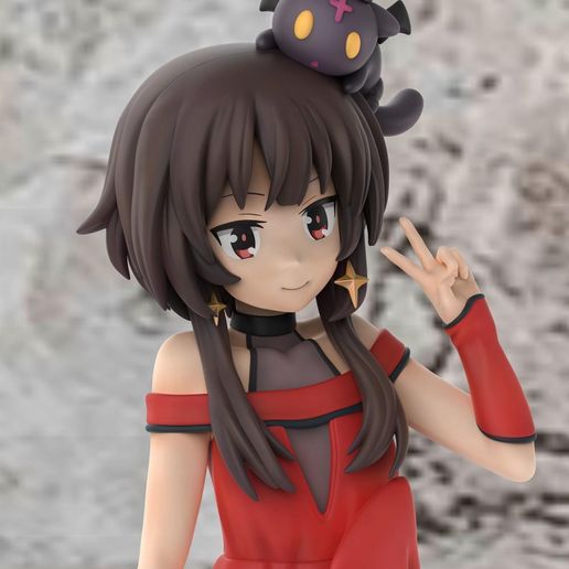 🪄 Explosive Magic Awaits: Konosuba Megumin Red 3D Model Sculpture ...