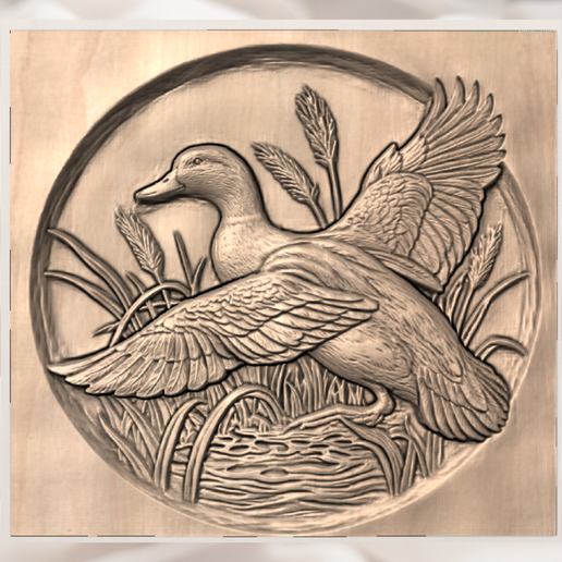 🦆 Duck 3D Relief STL | Flying Waterfowl Wood Grain Carving | CNC Router ...