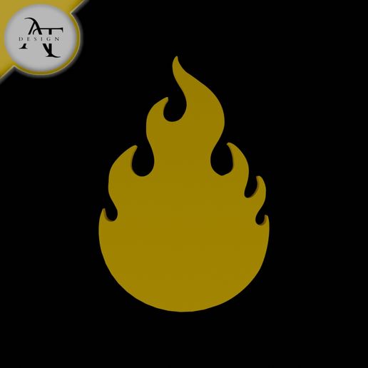 🔥 Simple Flame Symbol - 2D Art・Free STL File for 3D printing・Cults