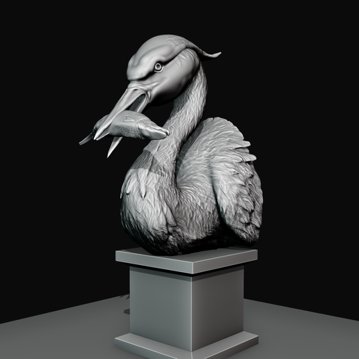 🐠 heron head with fish bust stl・ STL File for 3D printing・Cults