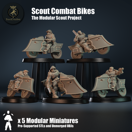 🛰 Modular Scout Combat Bikes - Presupported・ 3D File for 3D printing・Cults