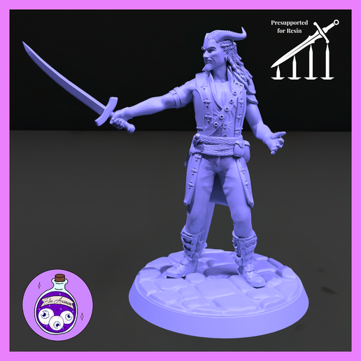 👨 Tiefling Man Rogue Mercenary・ 3D File for 3D printing・Cults
