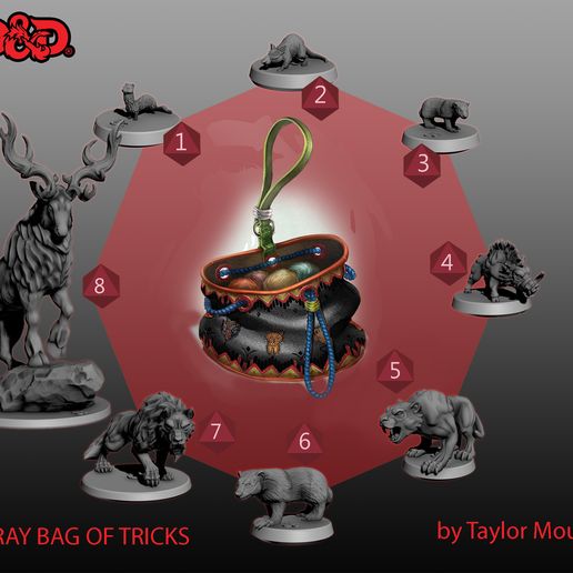 🦡 D&D Gray bag of tricks・ STL File for ・Cults